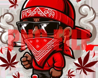 Blood Boondocks Style Cartoon, Rapper,ski Mask, Hip Hop, Gangster, PNG ...
