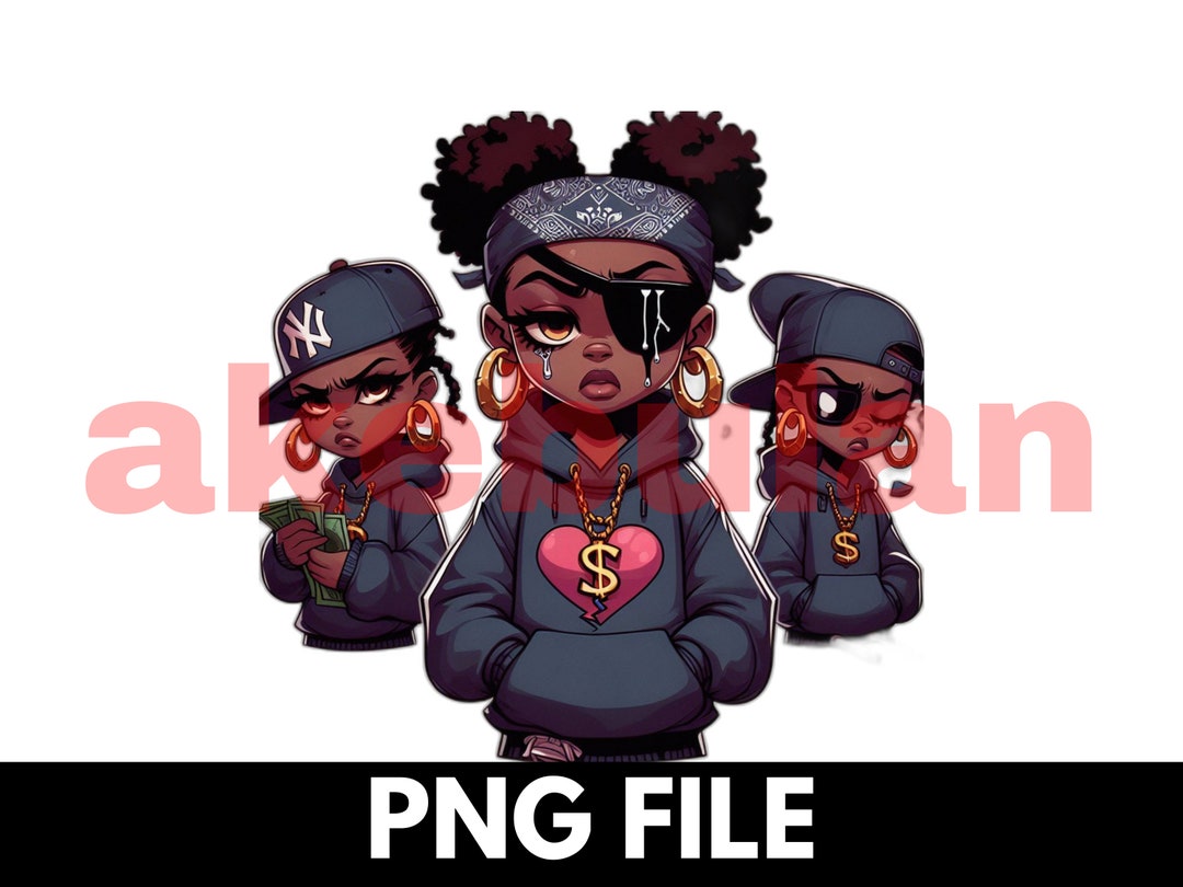 Female Boondocks Style Cartoon, Rapper,ski Mask, Gangster, PNG, Cricut ...