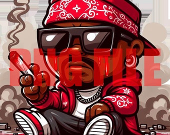 Blood Boondocks Style Cartoon, Rapper,ski Mask, Hip Hop, Gangster, PNG ...