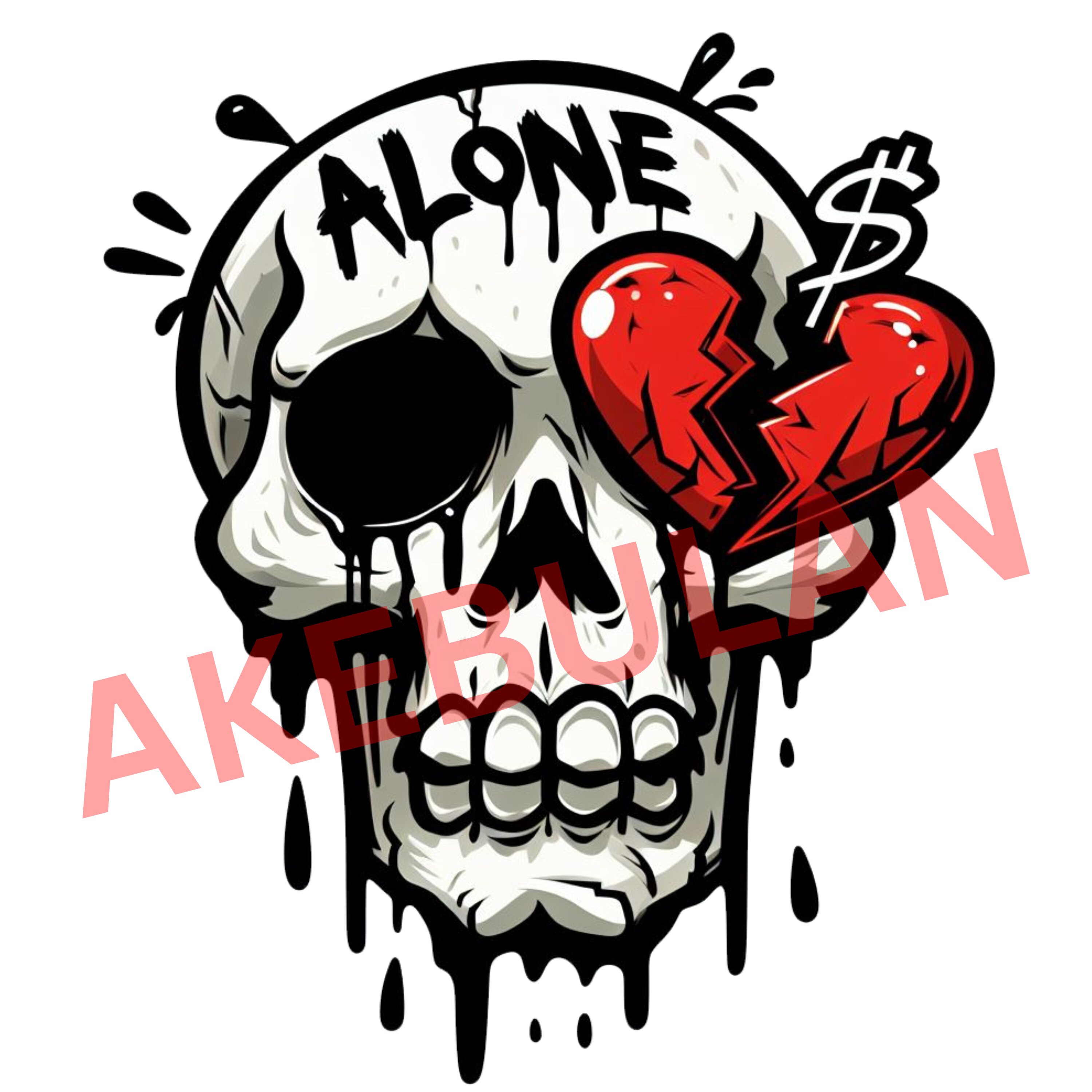 Skull Broken Heart Character Dollar Signs, Rapper, , Hip Hop, Gangster ...