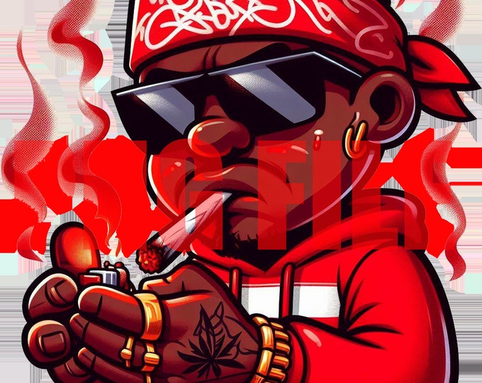 Blood Boondocks Style Cartoon, Rapper,ski Mask, Hip Hop, Gangster, PNG ...