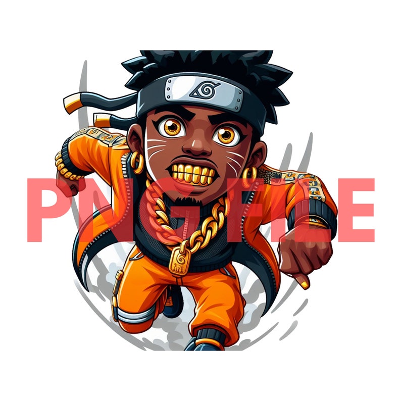 Black Naruto Style PNG Cartoon,rapper,ski Mask,hip Hop, Gangster, PNG ...