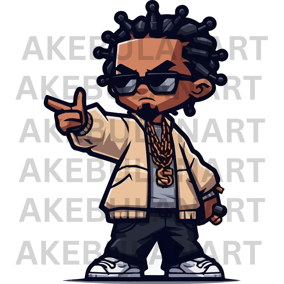 Boondocks Style Cartoon, Rapper,ski Mask, Hip Hop, Gangster, PNG ...