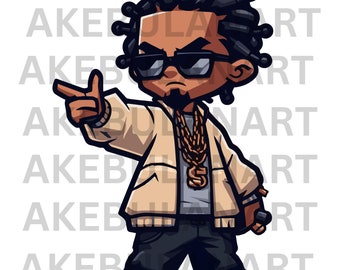 Boondocks Style Cartoon, Rapper,ski Mask, Hip Hop, Gangster, PNG ...
