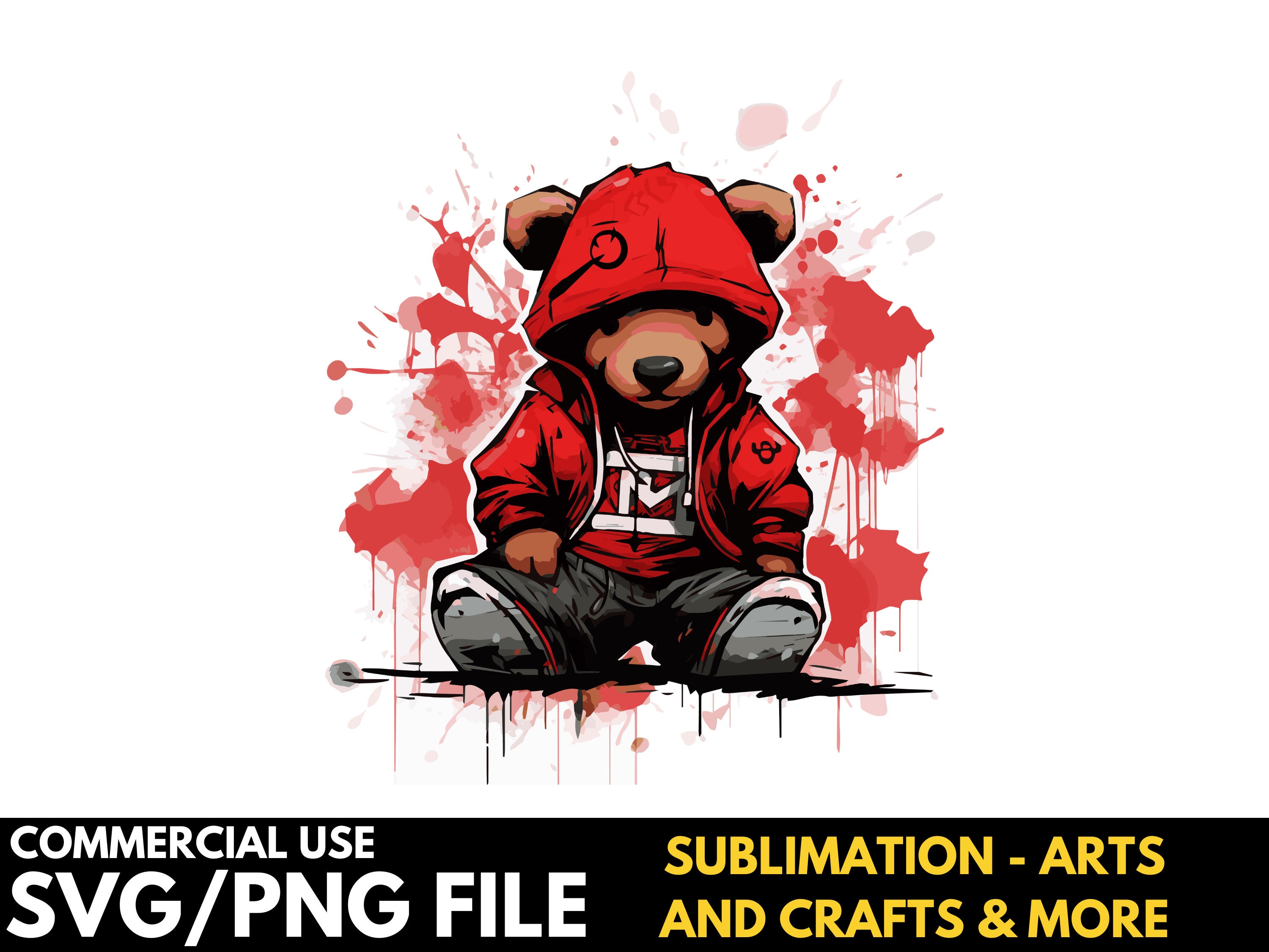 Red Graffiti, Teddy Bear, Evil, Hip Hop, Gangster, SVG, PNG, Art, Urban ...