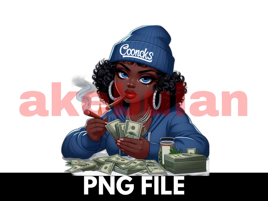 Female Boondocks Style Cartoon, Rapper,ski Mask, Gangster, PNG, Cricut ...
