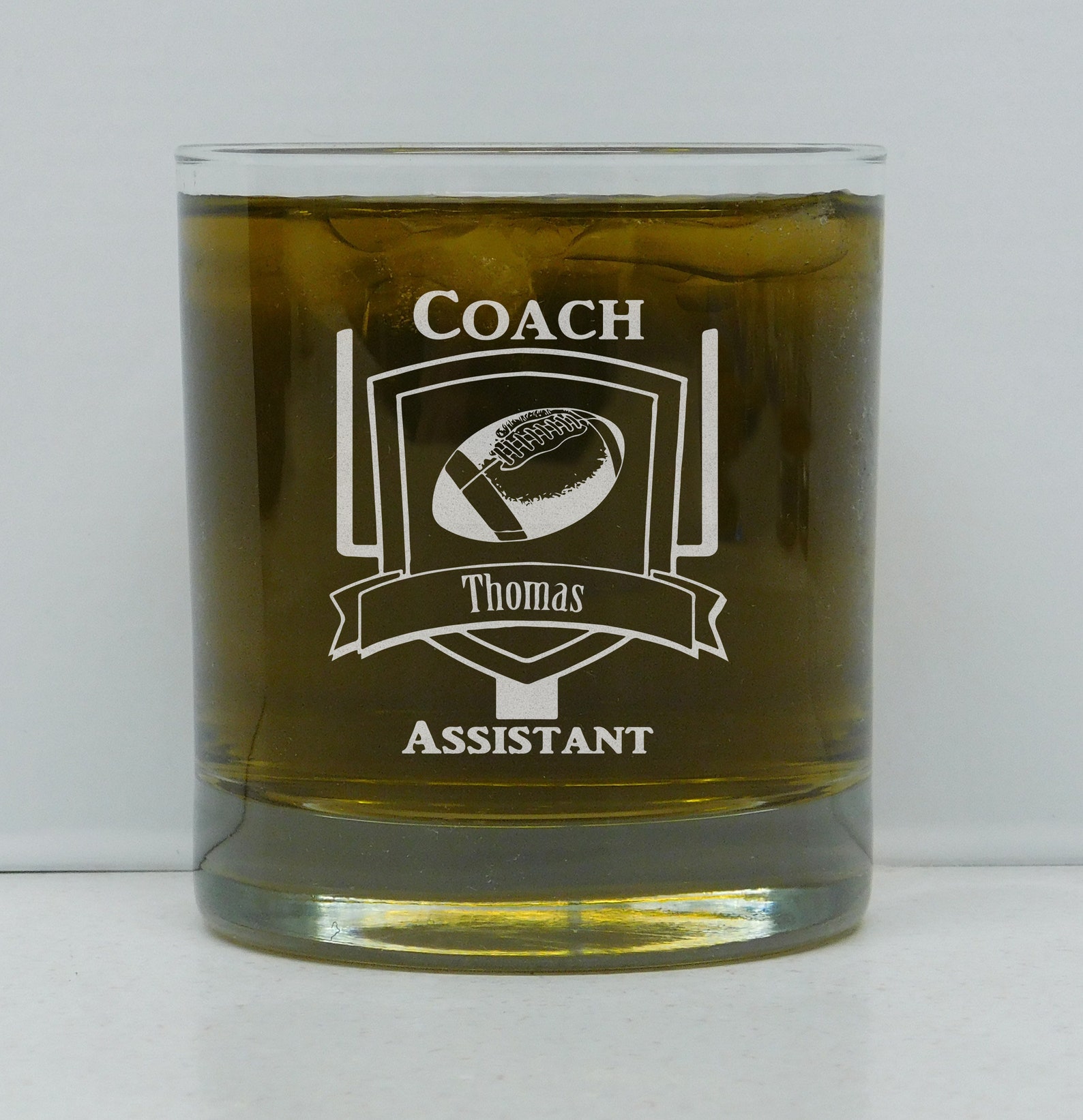 Personalized Football Coach Gift Set, Etched Glass and Coaster - Etsy