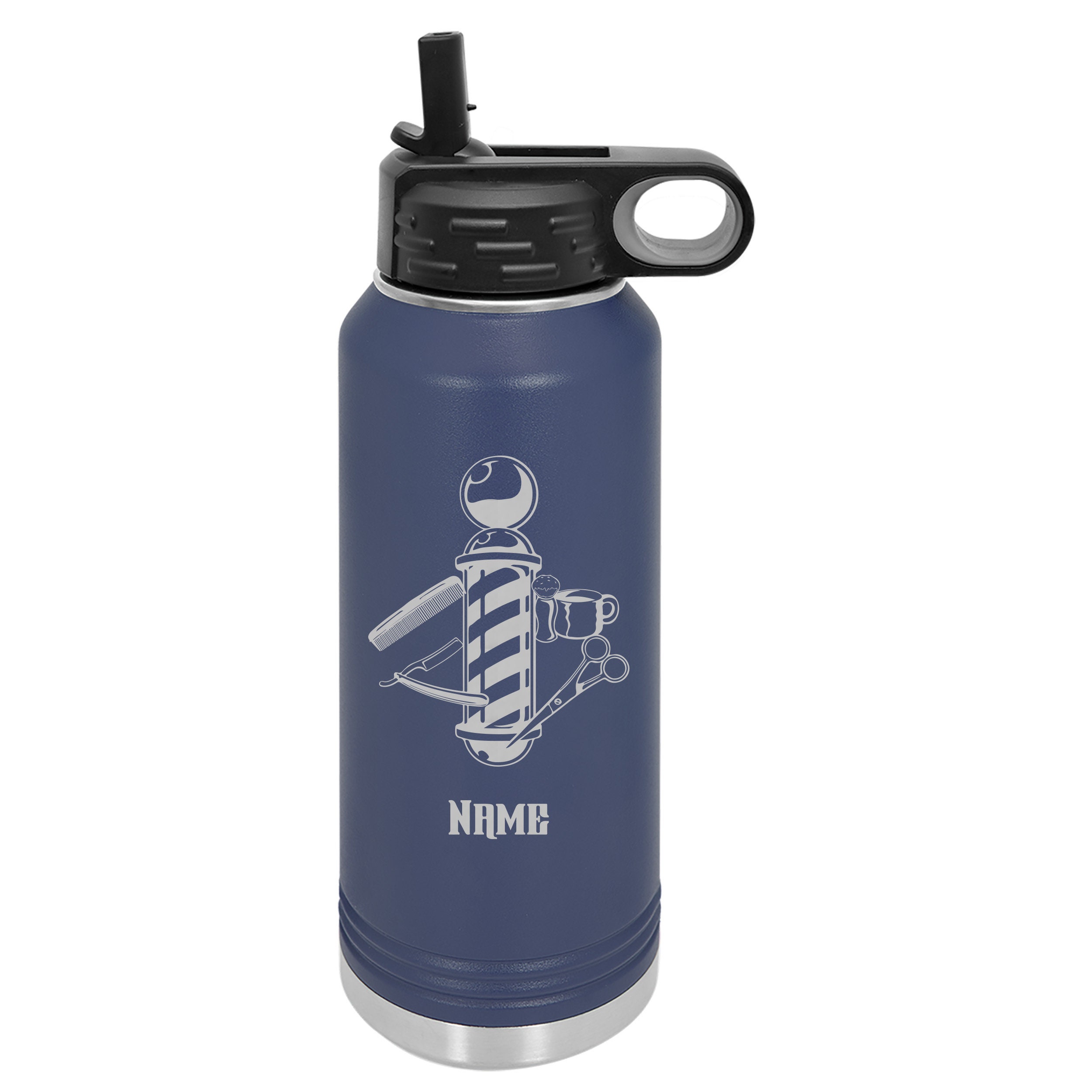 Personalized Barber Insulated Water Bottle, Laser Etched, Stainless ...