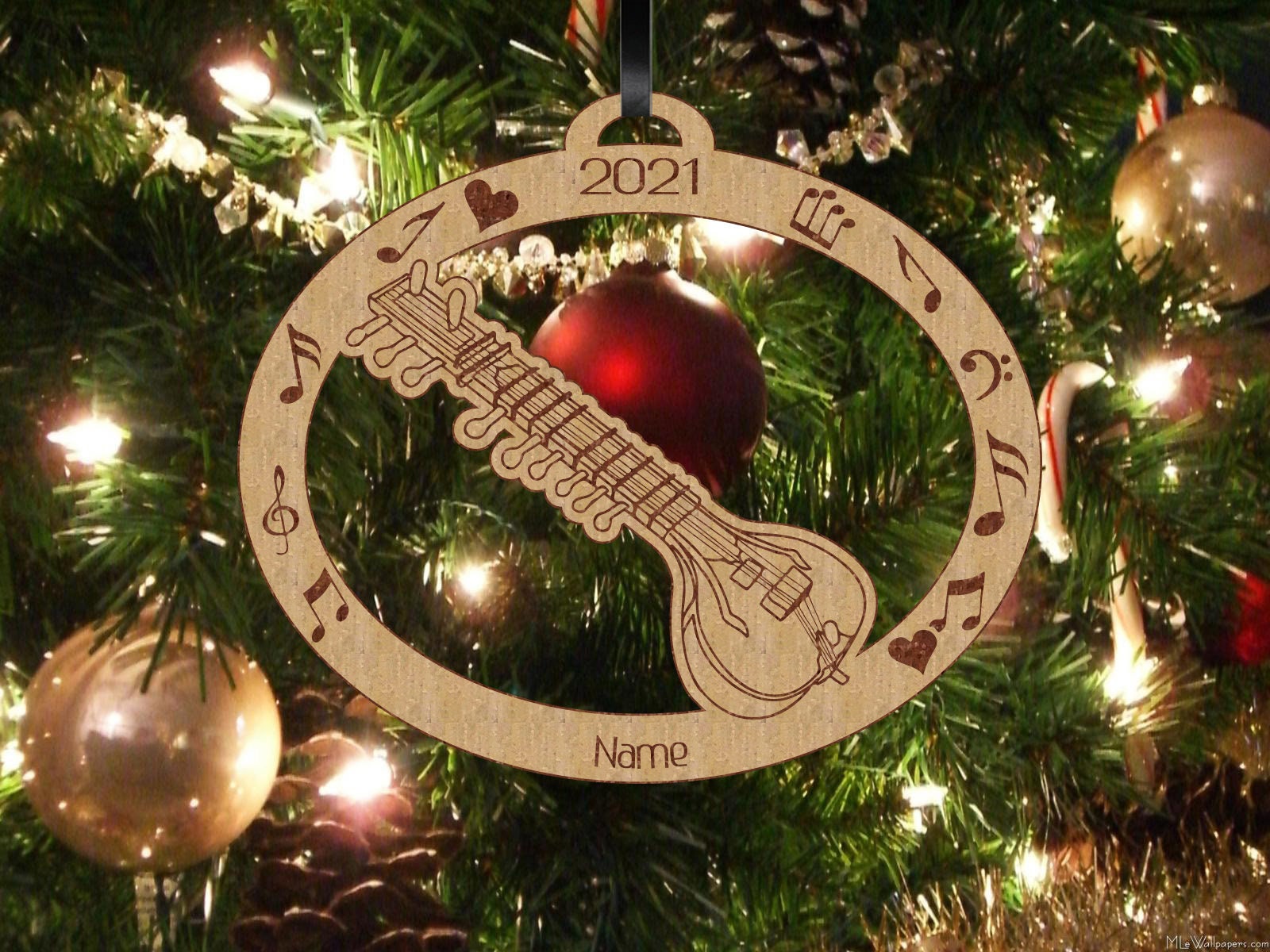 Sitar, Sitar Wooden Ornament, Sitar Christmas Gift, Sitar Player Gift ...