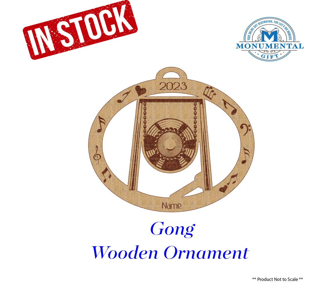 Gong Wooden Ornament, Gong Christmas Ornament, Musical Ornament, Gong ...