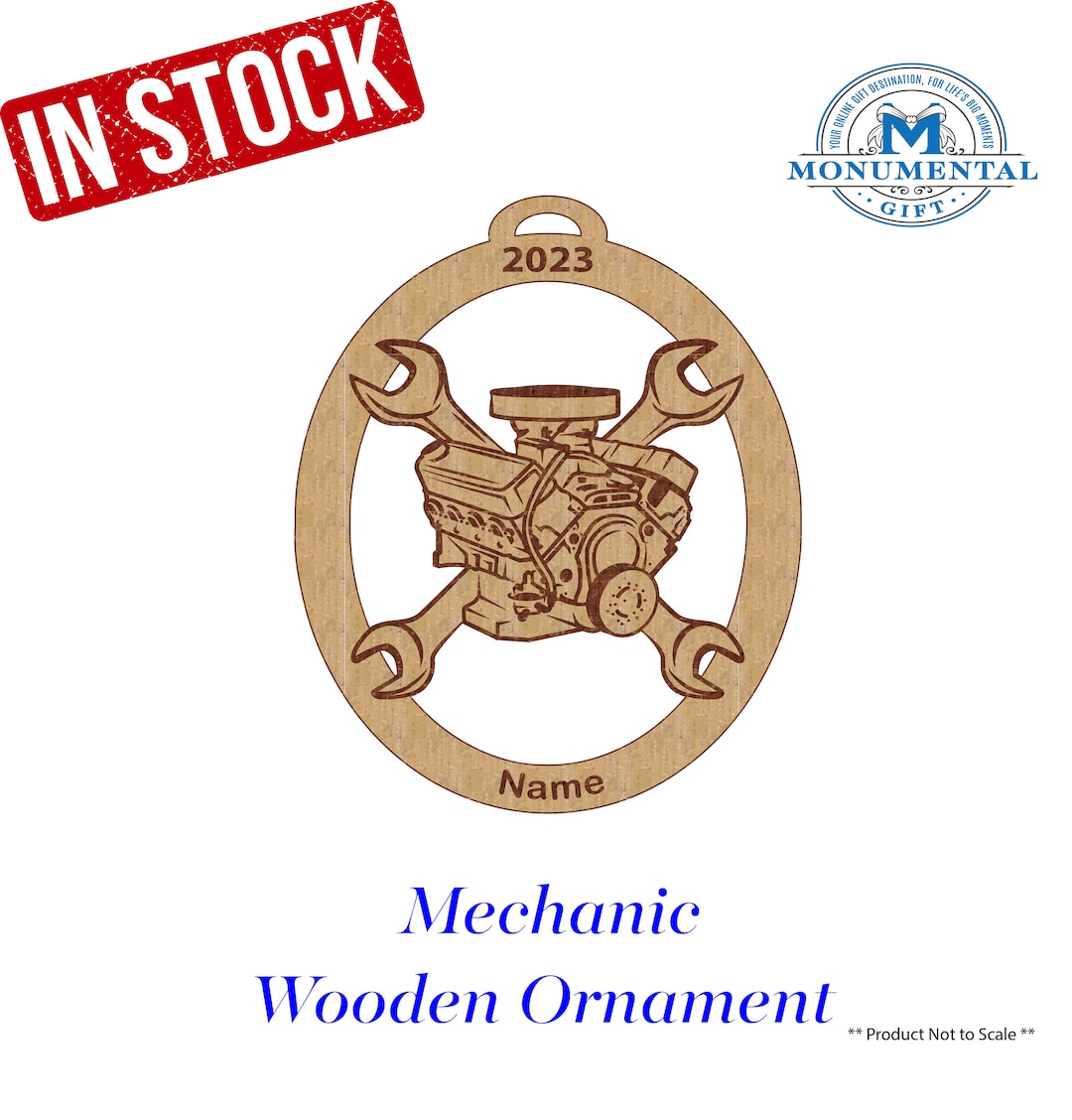 Personalized Mechanic Wooden Ornament, Laser Engraved Birch - Etsy