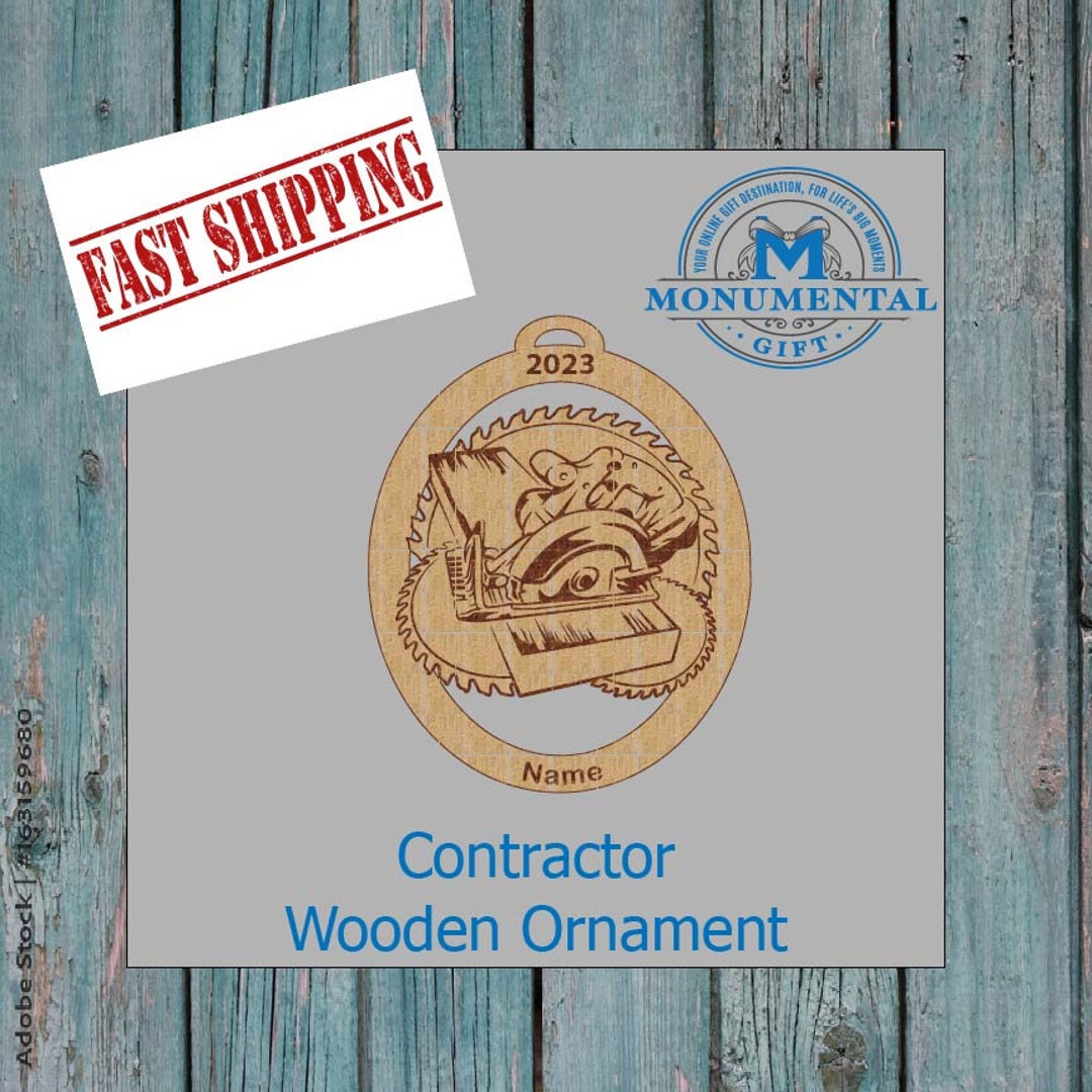 Personalized Contractor Christmas Ornament, Laser Engraved Birch ...