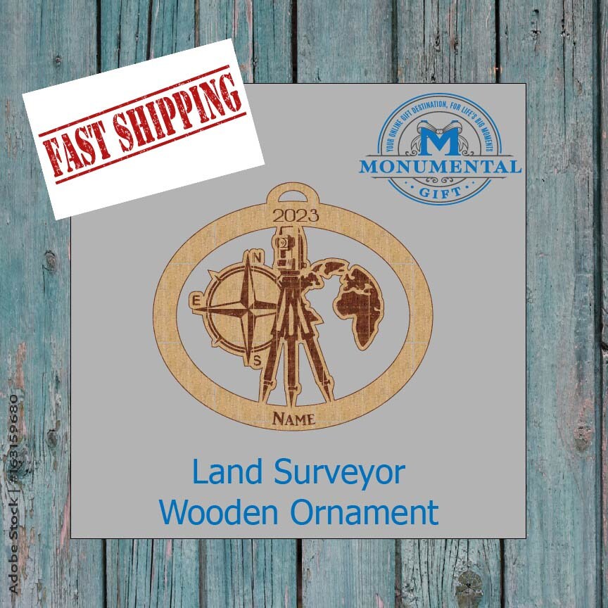 Personalized Land Surveyor Wooden Ornament, Christmas Gift Box - Etsy