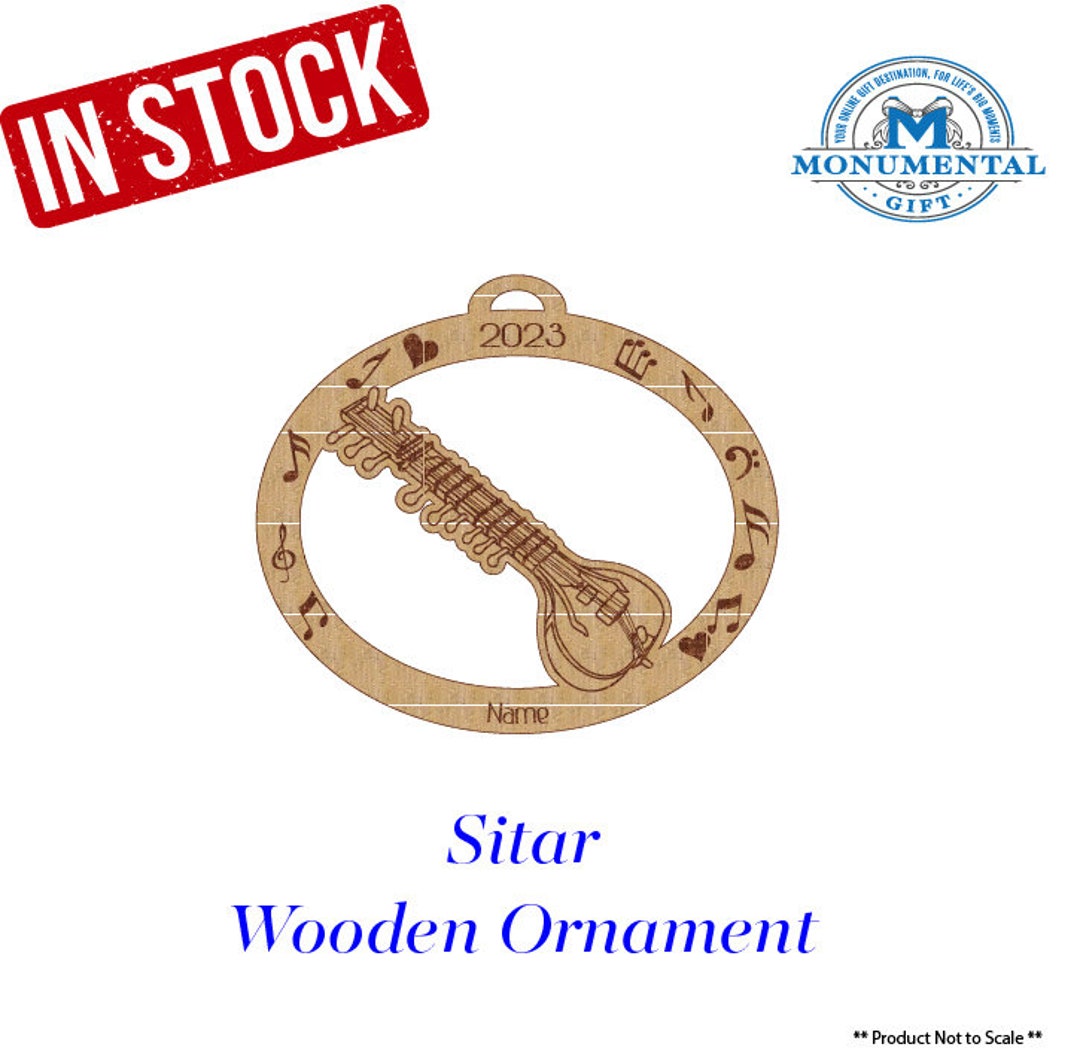 Sitar, Sitar Wooden Ornament, Sitar Christmas Gift, Sitar Player Gift ...