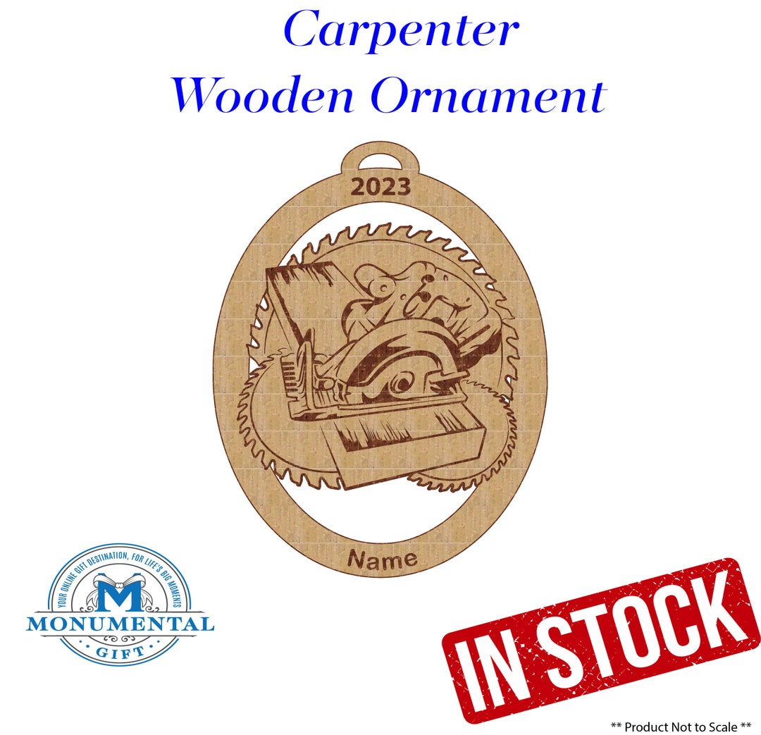 Carpenter Personalized Wooden Ornament, Carpenter Christmas Ornament ...