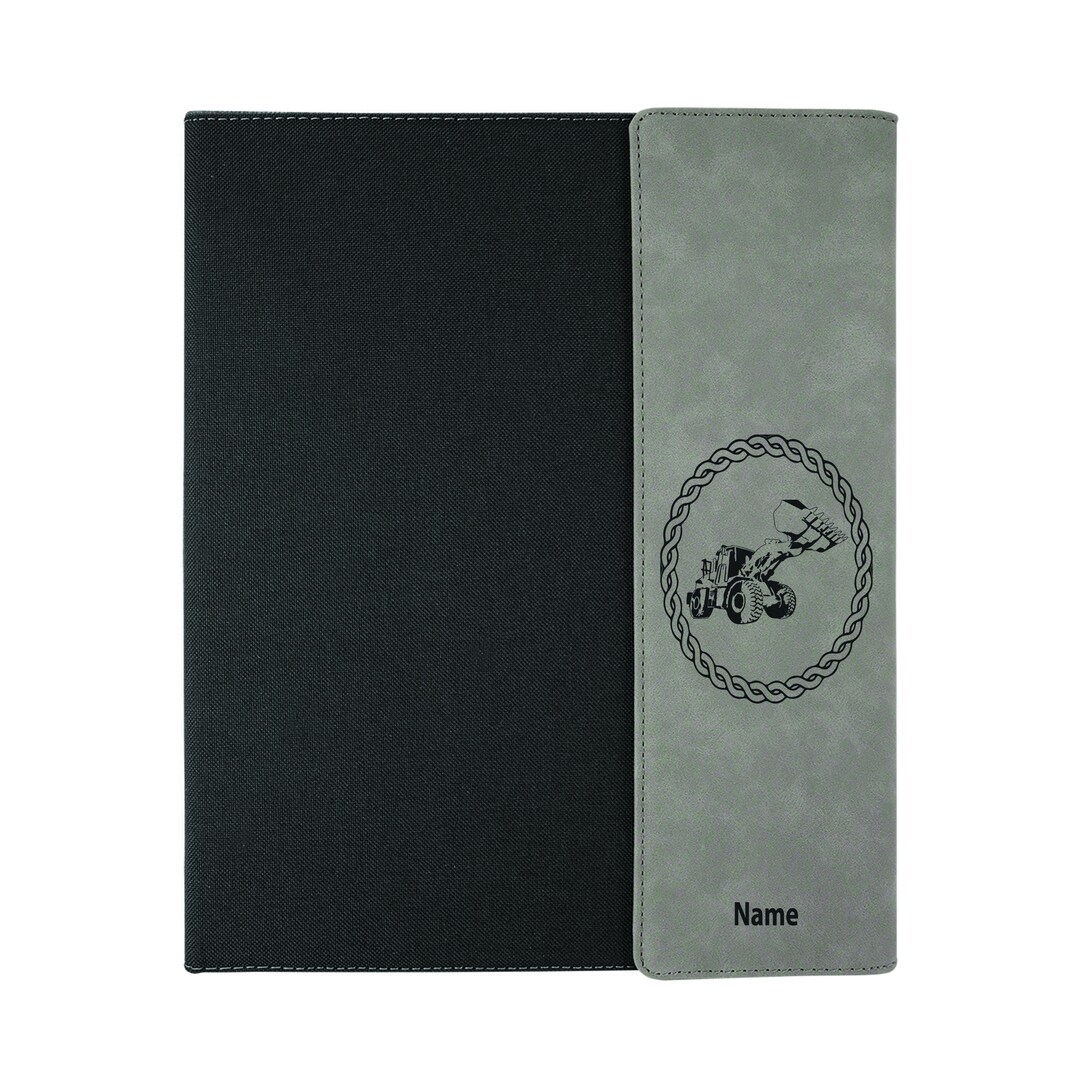 Personalized Front End Loader Leatherette Portfolio, Engraved Notebook ...