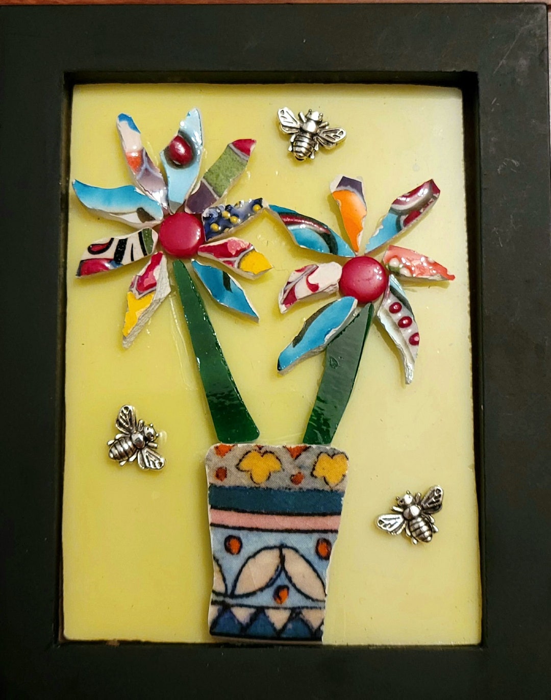 Mosaic Mini Art Made With Stained Glass Vintage China and - Etsy