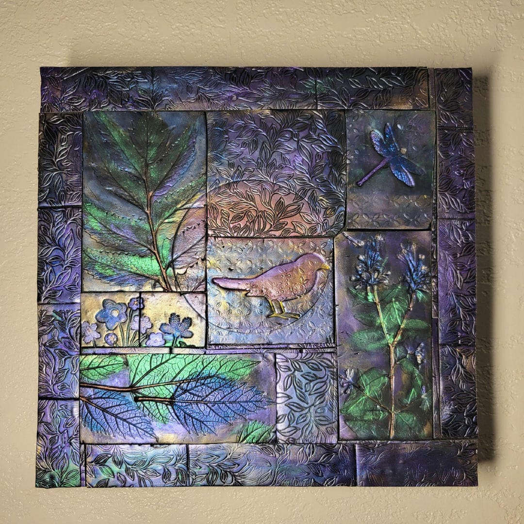 Original Handcrafted Steampunk Polymer Clay Mosaic, 10 X 10, Black ...