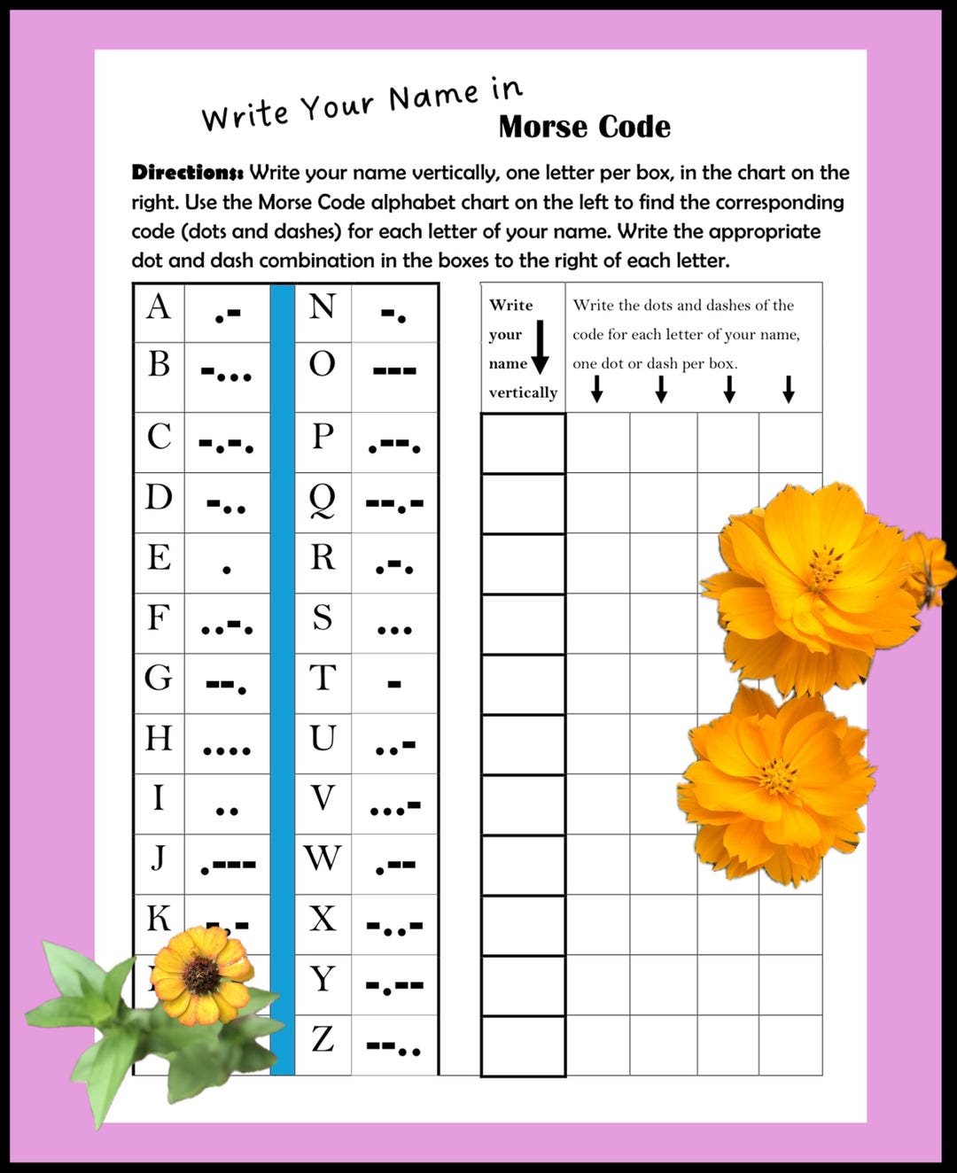 Write Your Name in Morse Code. Instant Download! - Etsy UK