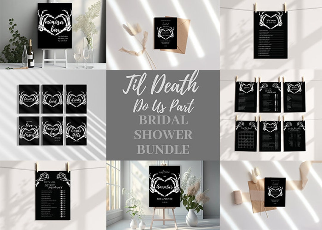 Til Death Do Us Part Bridal Shower Bundle, Bridal Shower Bundle, Black ...