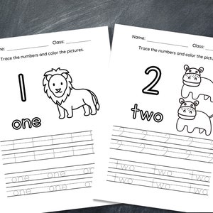Animal Numbers Tracing Worksheet Digital Download, 123 Printable ...