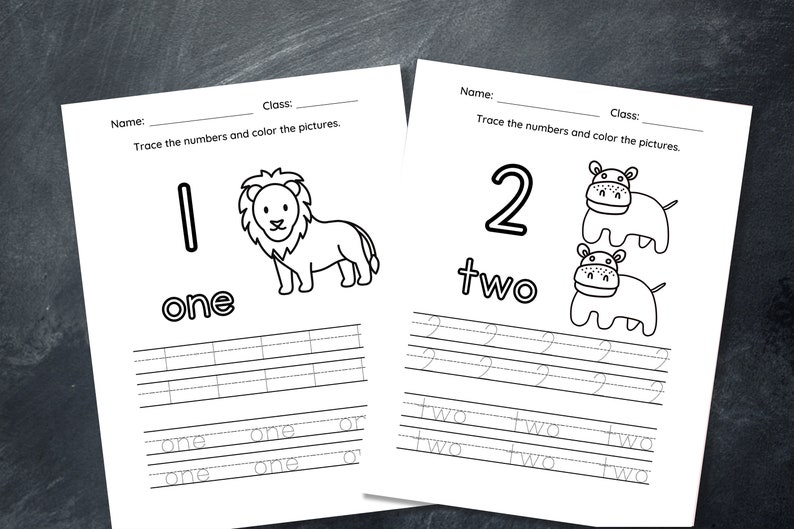 Animal Numbers Tracing Worksheet Digital Download, 123 Printable ...