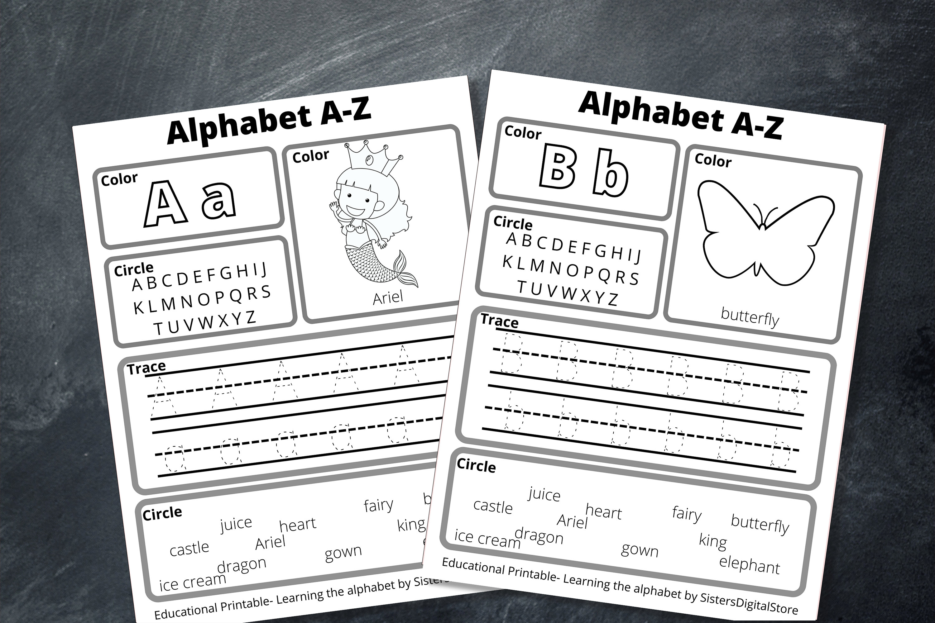 Alphabet Worksheet Digital Download, ABC Printable Worksheets ...