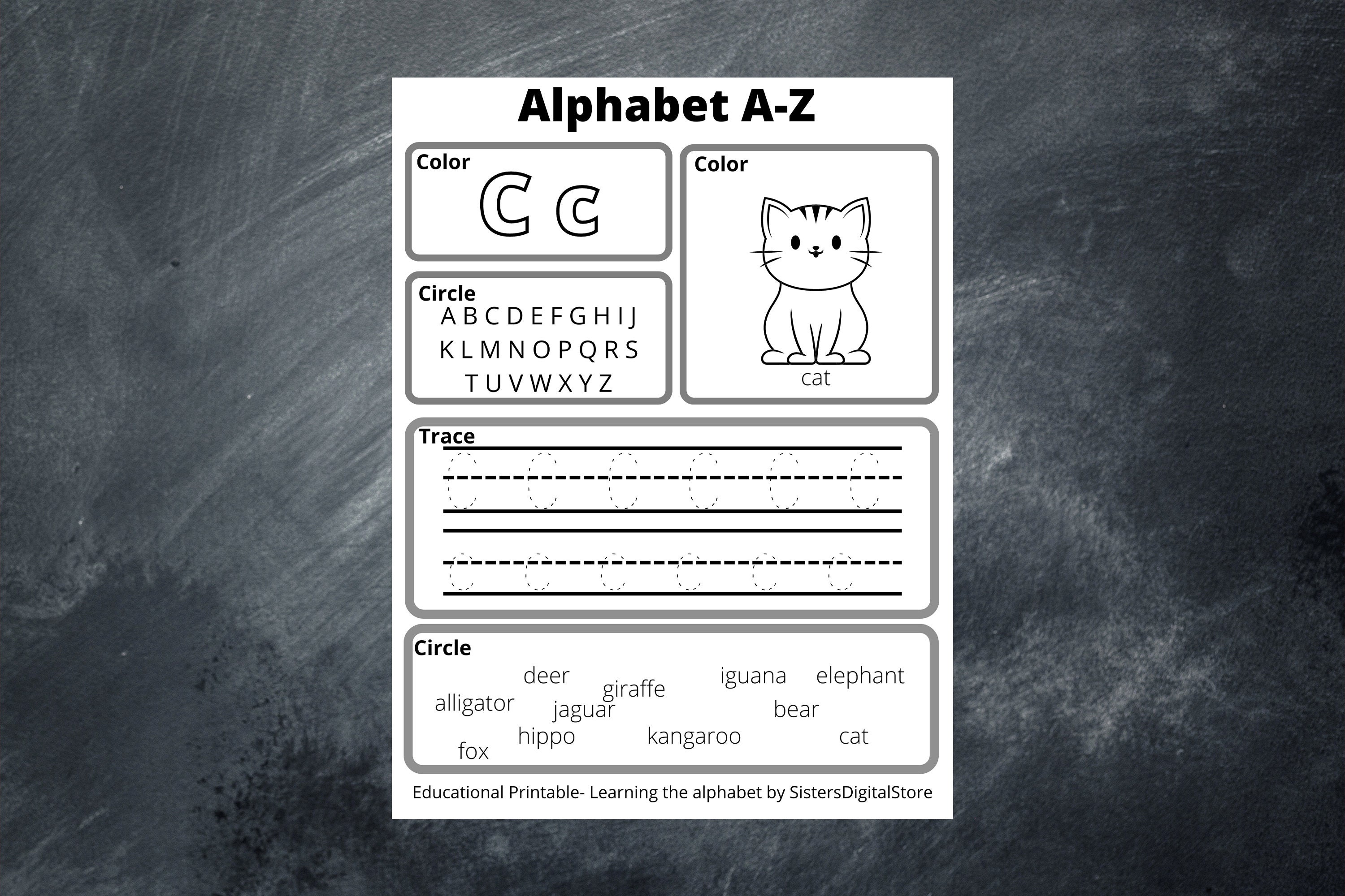 Alphabet Worksheet Digital Download, ABC Printable Worksheets ...