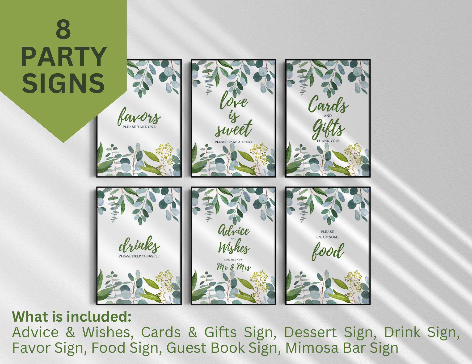 Bridal Shower Sign Set, Printable Signage, Food and Beverage Sign ...