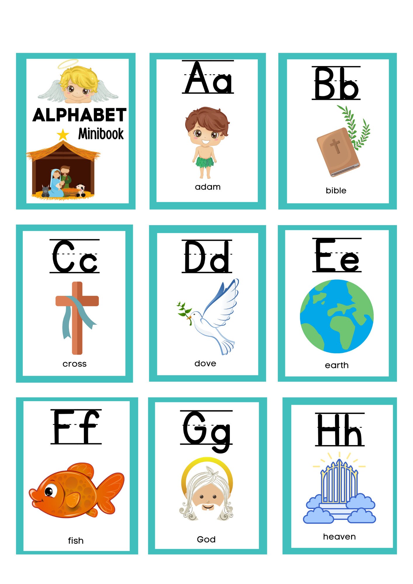 Alphabet Flashcards Digital Download, ABC Printable Flash Cards, Printable Alphabet Cards, Bible ...
