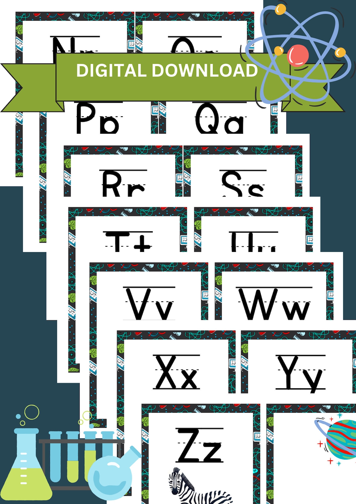 Alphabet Flashcards Digital Download, ABC Printable Flash Cards ...