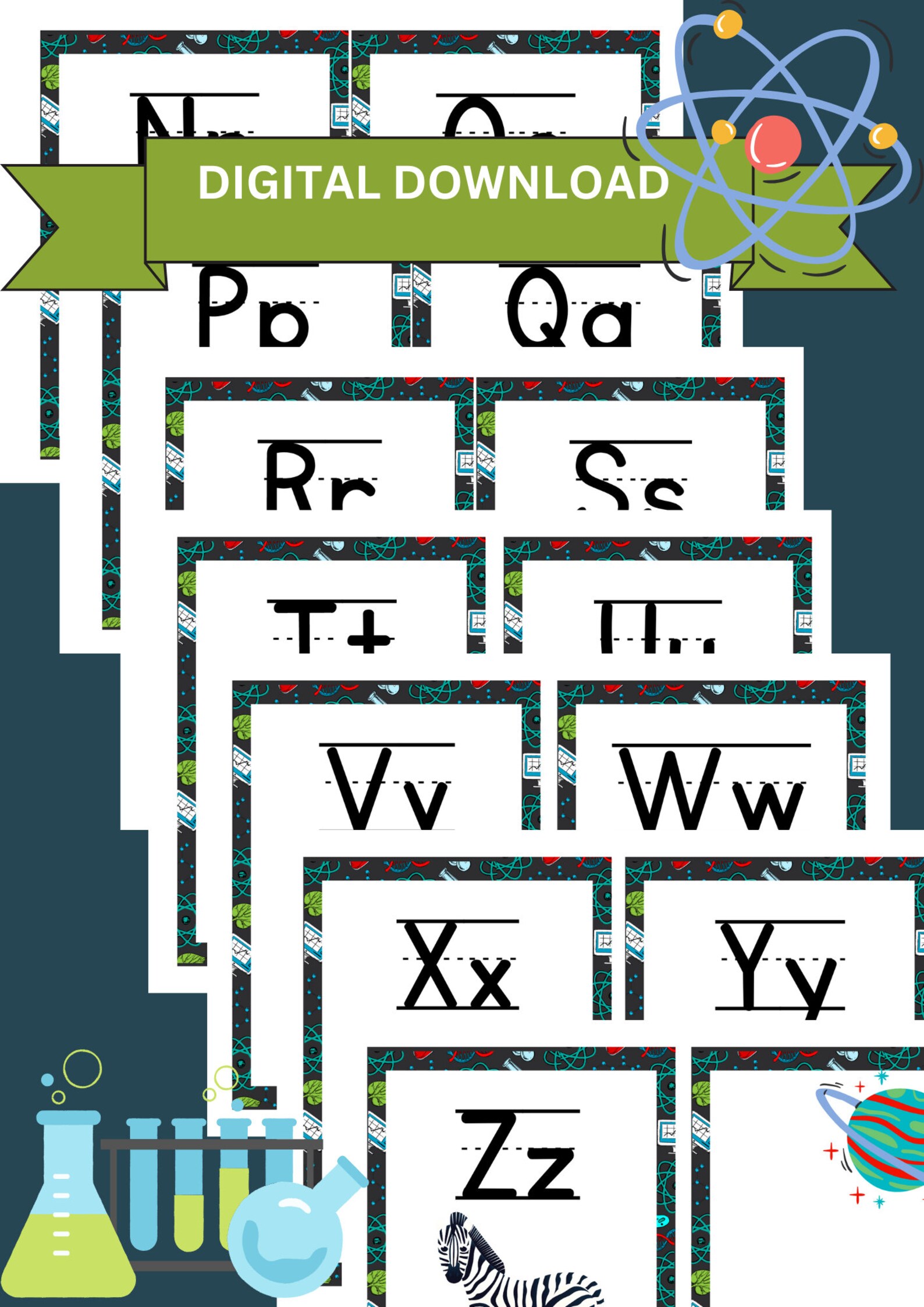 Alphabet Flashcards Digital Download, ABC Printable Flash Cards ...