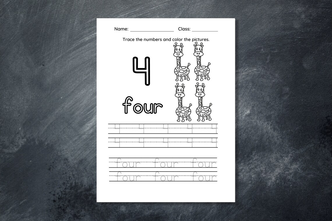 Animal Numbers Tracing Worksheet Digital Download, 123 Printable ...