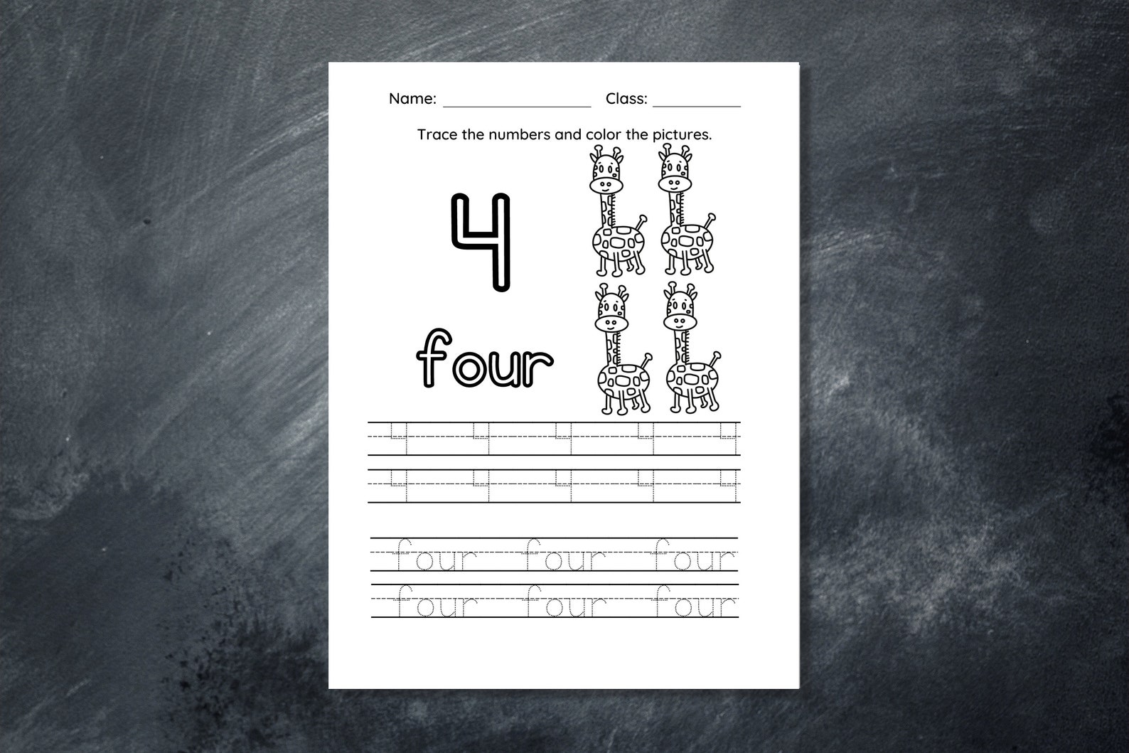 Animal Numbers Tracing Worksheet Digital Download, 123 Printable ...