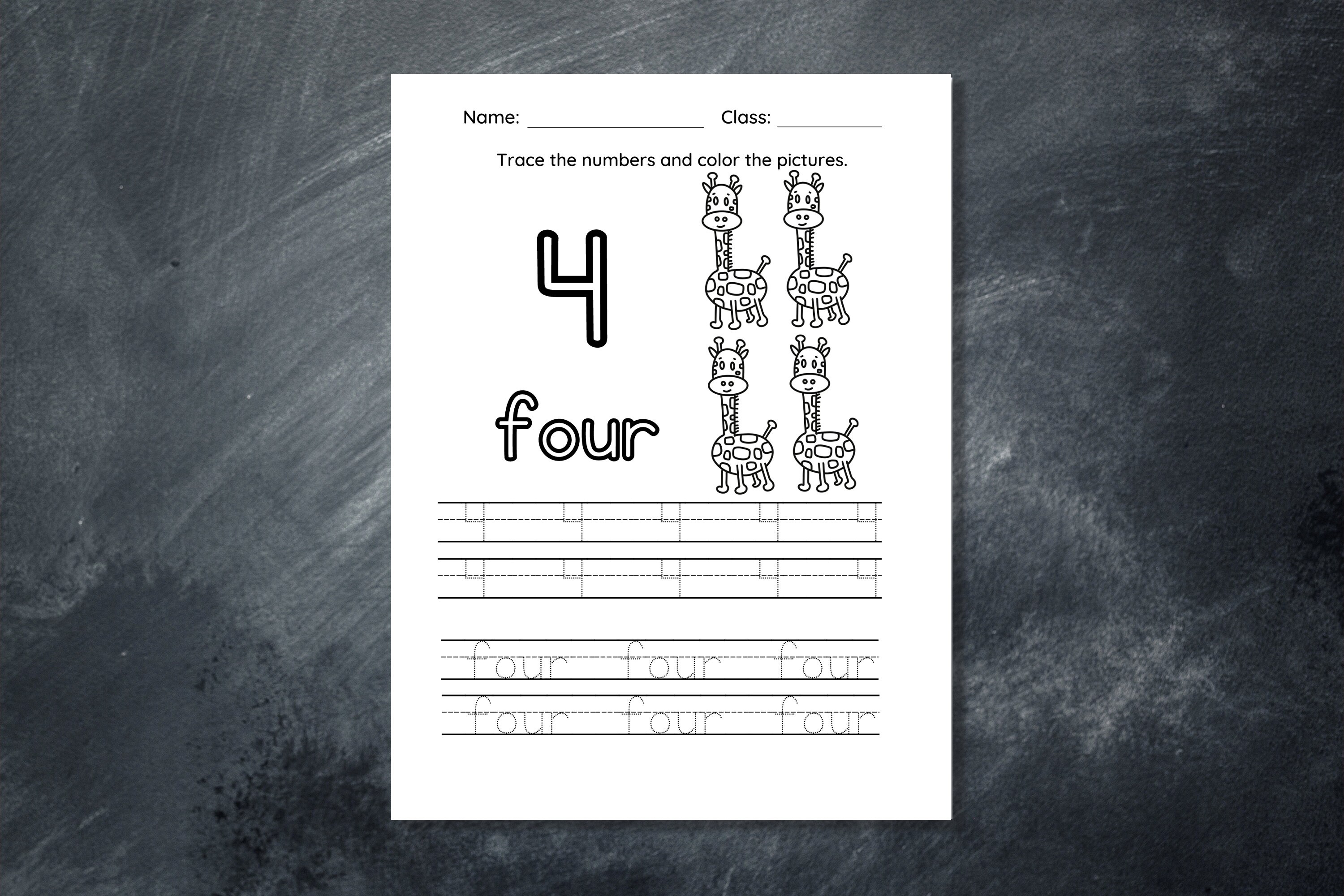 Animal Numbers Tracing Worksheet Digital Download 123 - Etsy