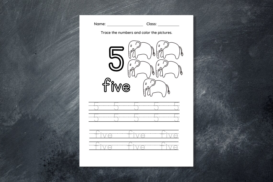 Animal Numbers Tracing Worksheet Digital Download, 123 Printable ...