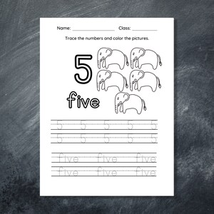 Animal Numbers Tracing Worksheet Digital Download, 123 Printable ...