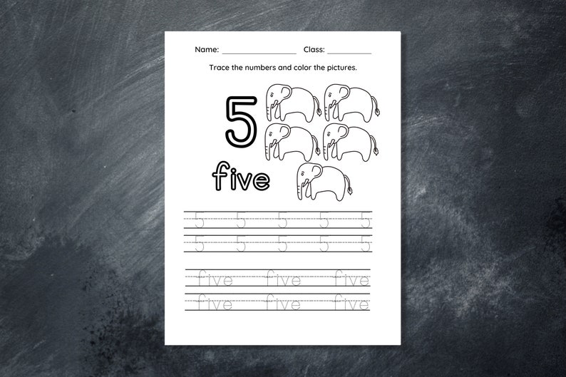 Animal Numbers Tracing Worksheet Digital Download 123 - Etsy
