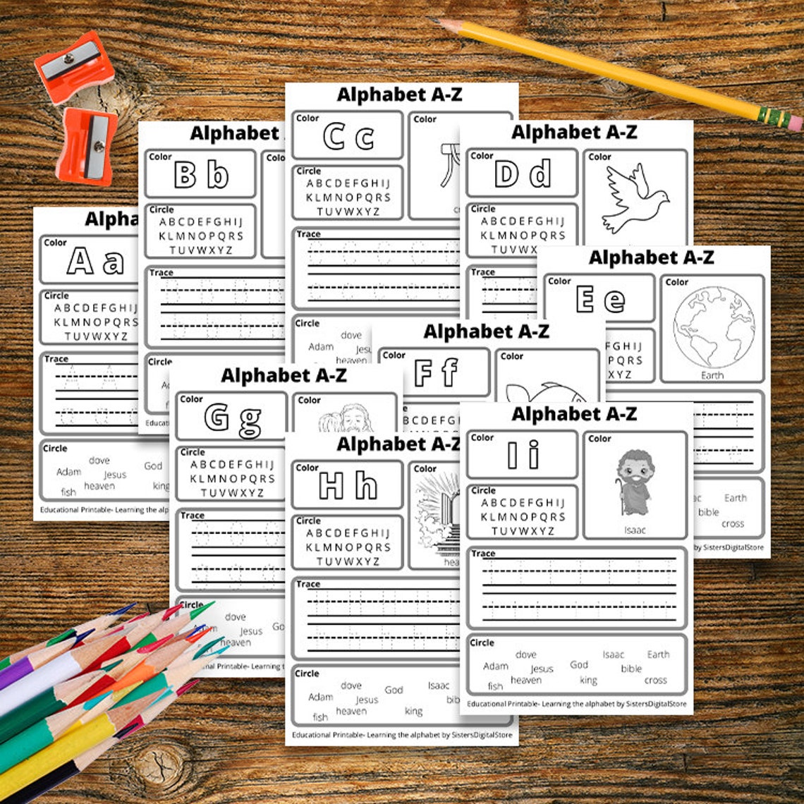 Alphabet Worksheet Digital Download, ABC Printable Worksheets ...