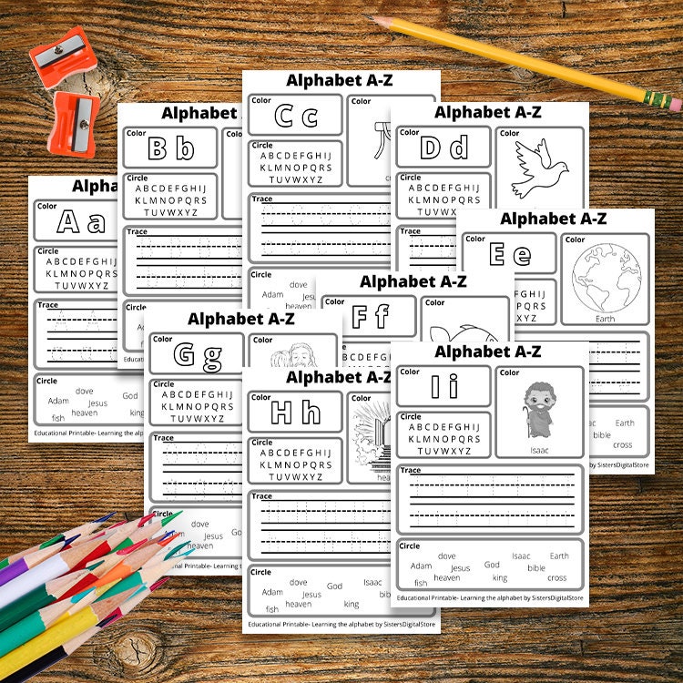 Alphabet Worksheet Digital Download, ABC Printable Worksheets ...