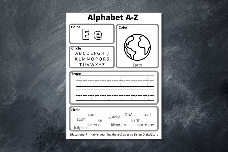 Alphabet Worksheet Digital Download ABC Printable Worksheets - Etsy