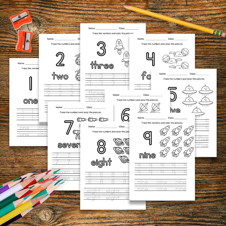 Astronaut Numbers Worksheet Digital Download, 123 Printable Worksheets ...