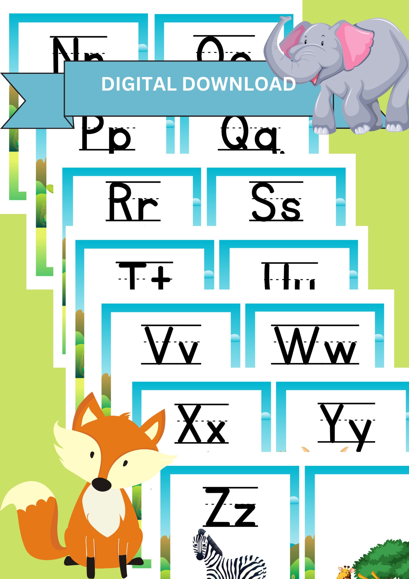 Alphabet Flashcards Digital Download, ABC Printable Flash Cards ...