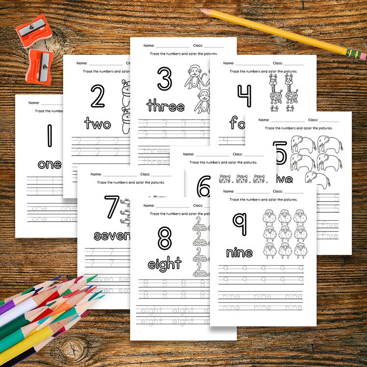 Animal Numbers Tracing Worksheet Digital Download 123 - Etsy