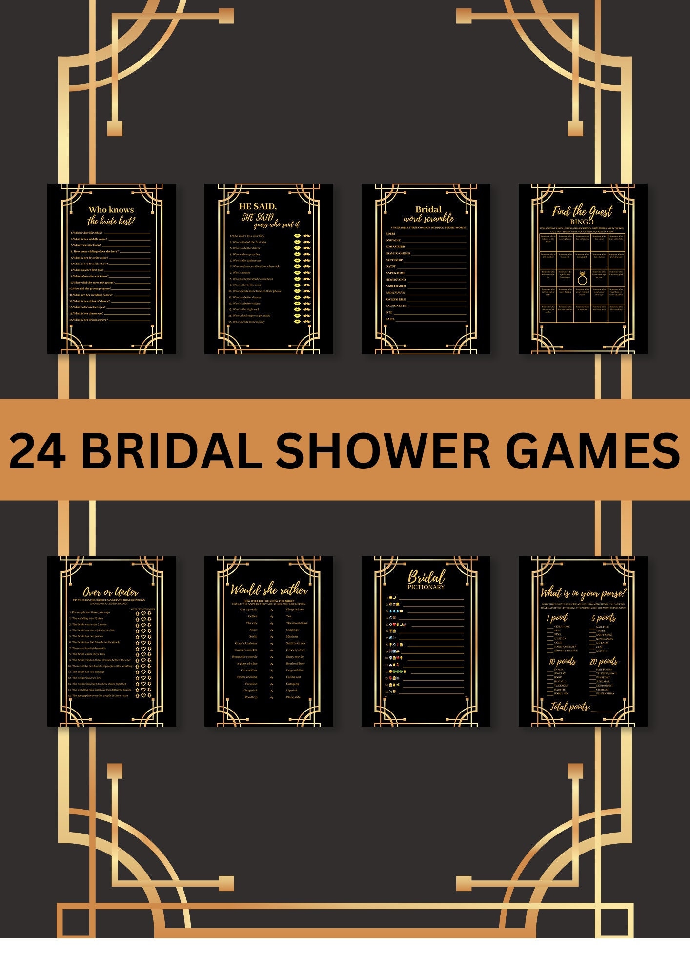 Roaring 20s Bridal Shower Games, Great Gatsby Vintage Bridal Shower ...