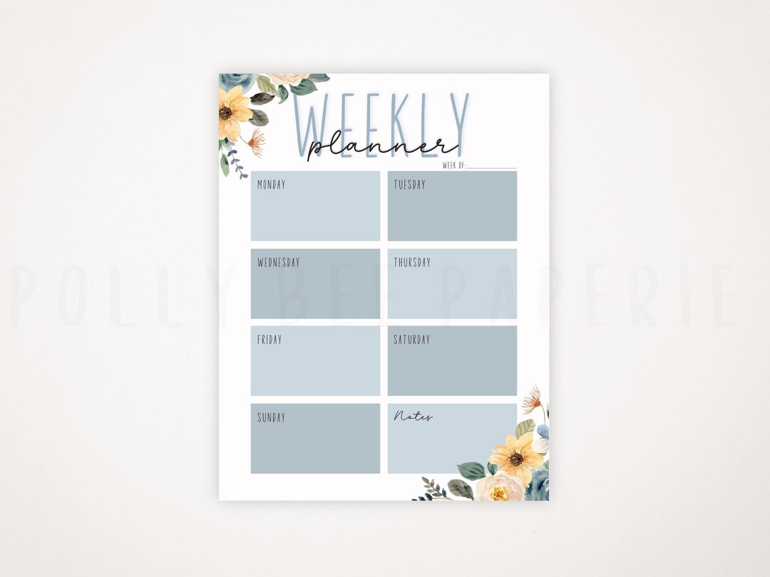 Large Weekly Planner Pad, 8.5 X 11 Notepad, Shades of Blue Weekly ...