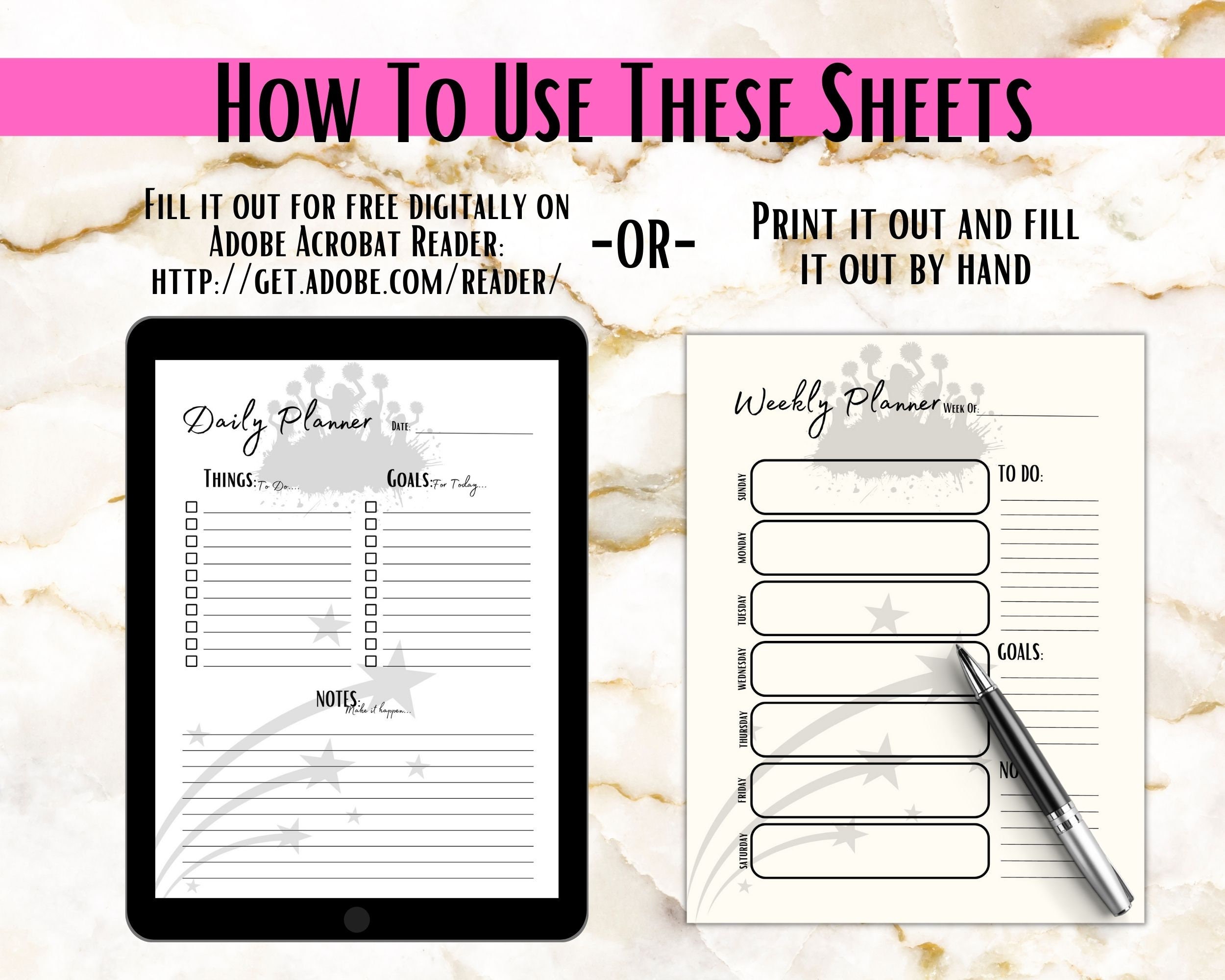 Cheer Project Planner, Cheer Coach Planner, Daily Planner, Cheerleader ...
