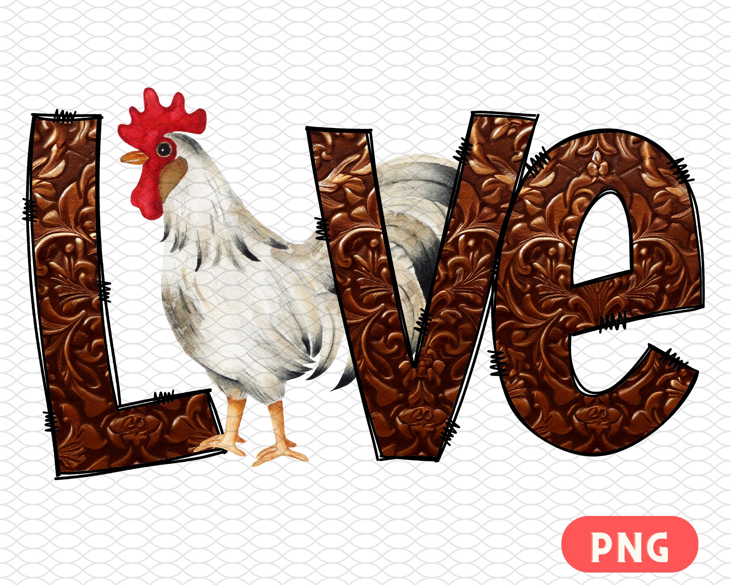 Chicken Love PNG Image / Chicken Shirt/ DTF Transfer Print/ Farm Girl ...