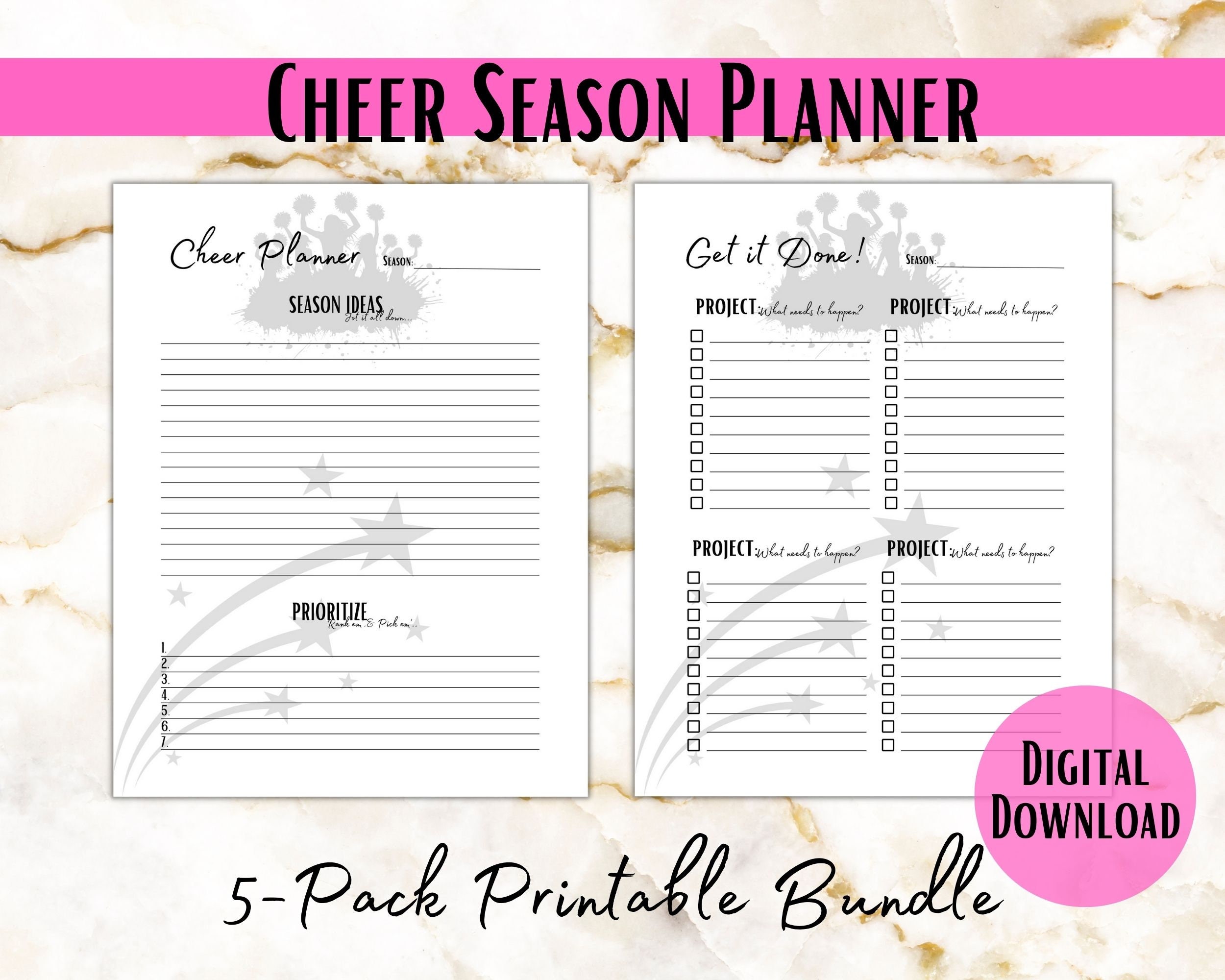Cheer Project Planner, Cheer Coach Planner, Daily Planner, Cheerleader ...