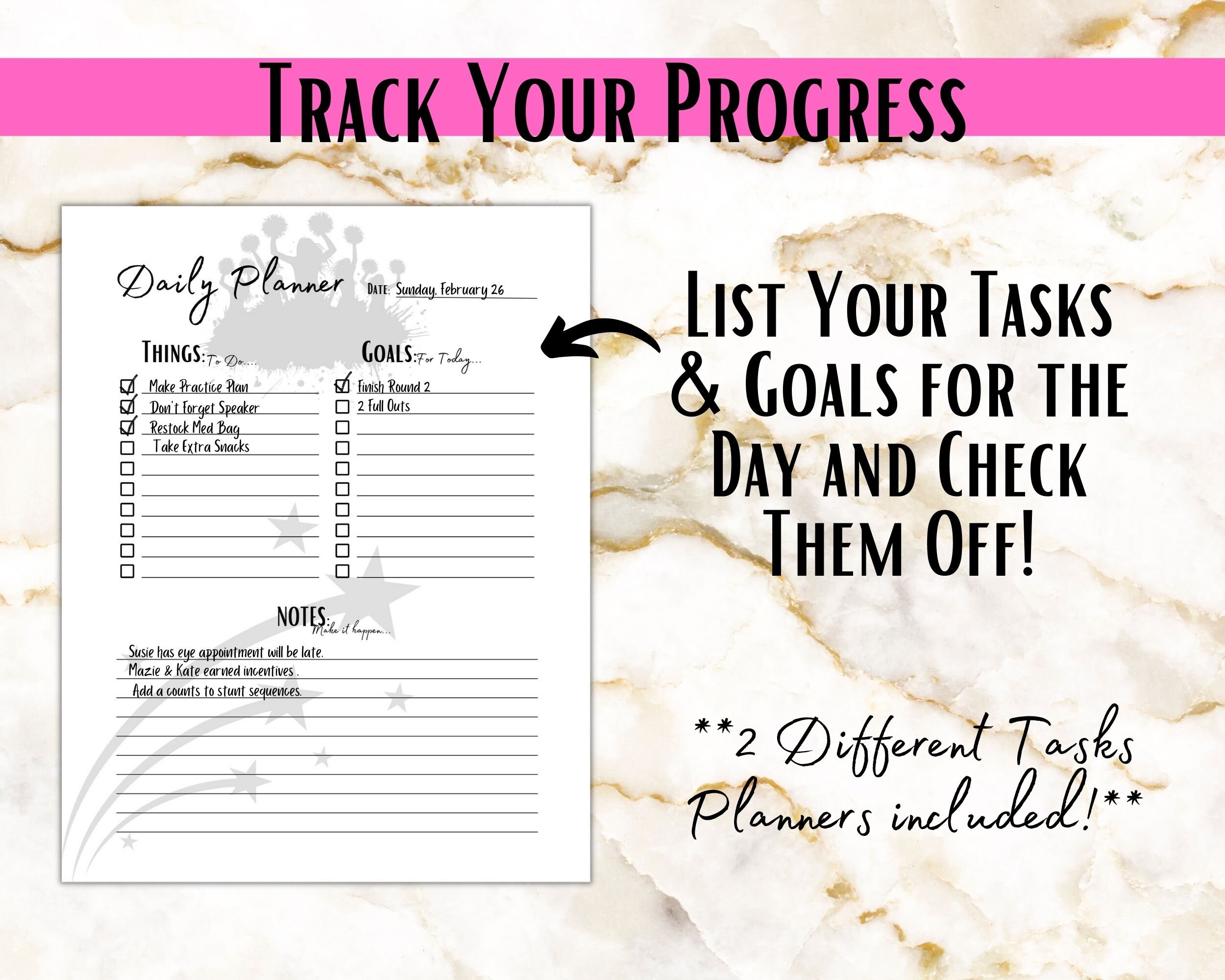 Cheer Project Planner, Cheer Coach Planner, Daily Planner, Cheerleader ...